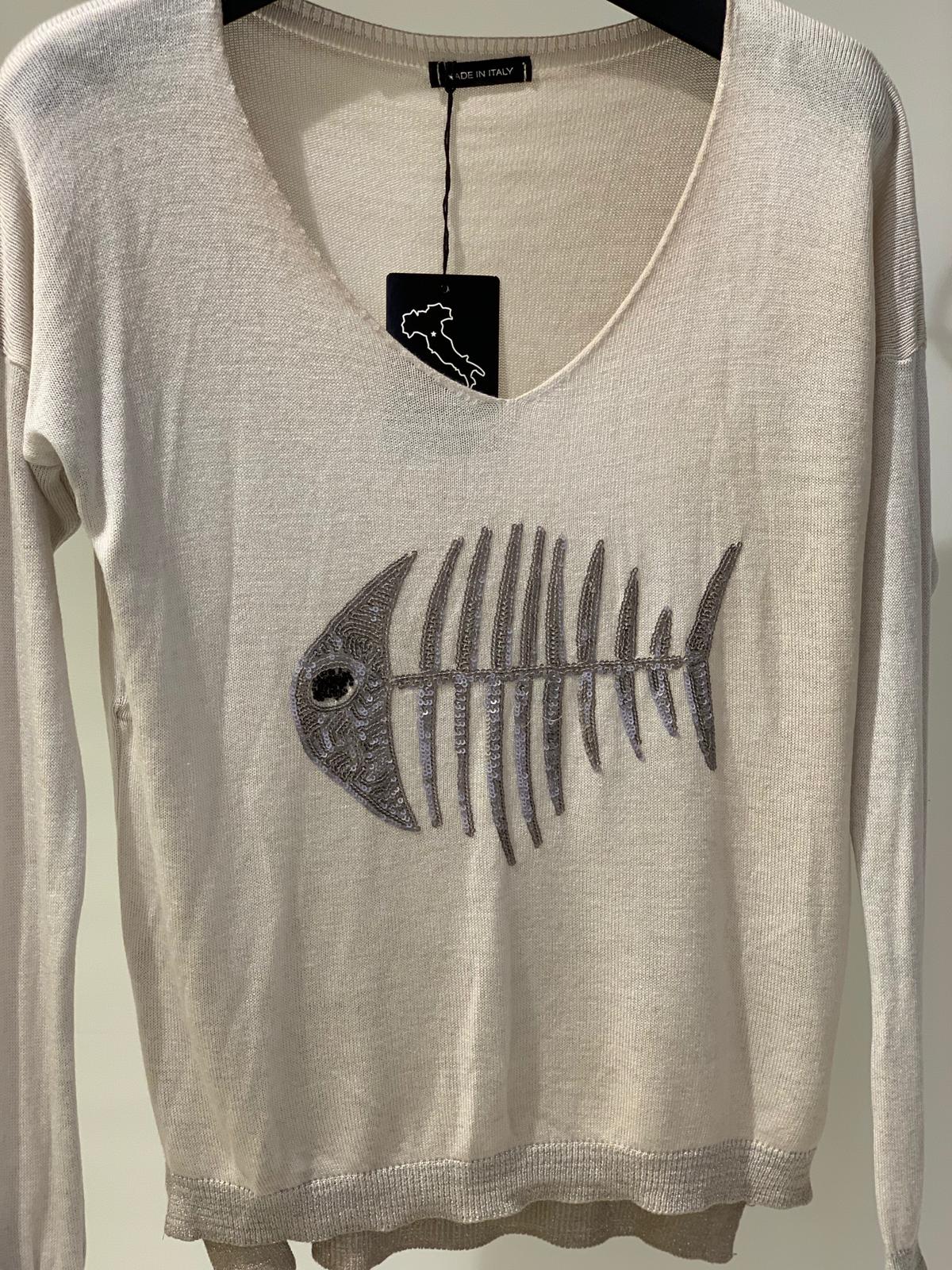 Italian Made Fishbone Sweater – Beige colour 01 - Happy international store